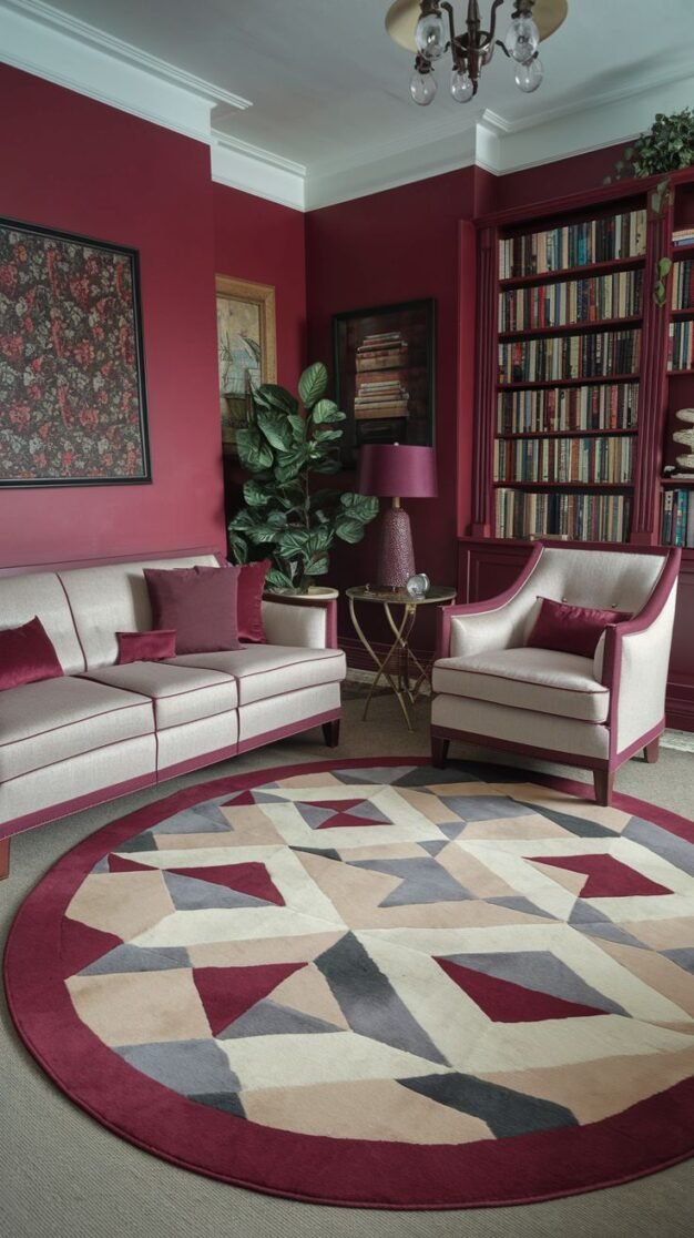 23 Comfortable Burgundy Living Room Designs