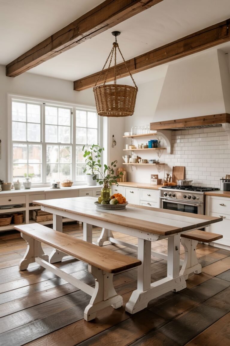 28 Rustic Farmhouse Kitchen Table Ideas Full of Character