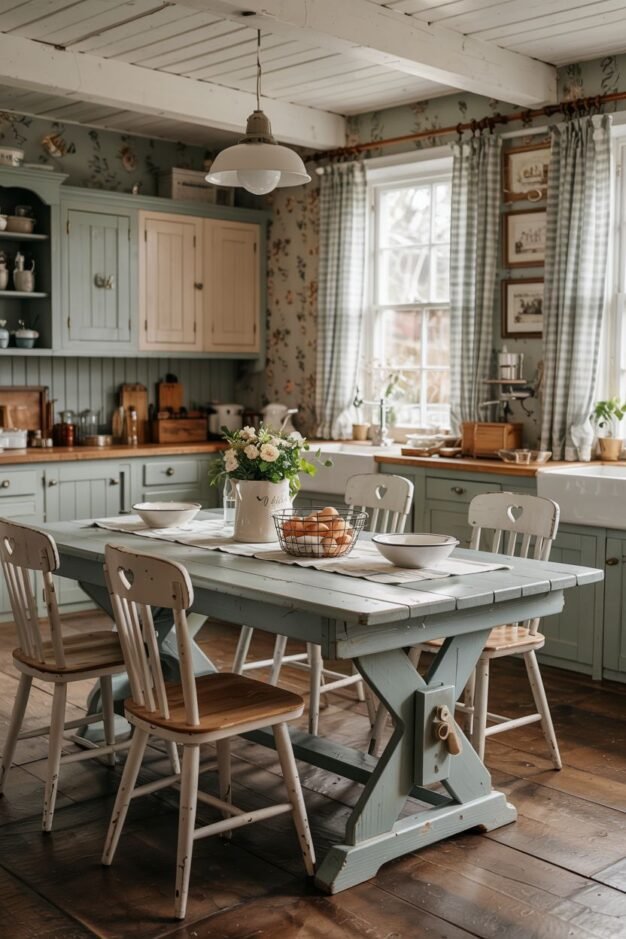 28 Rustic Farmhouse Kitchen Table Ideas Full of Character