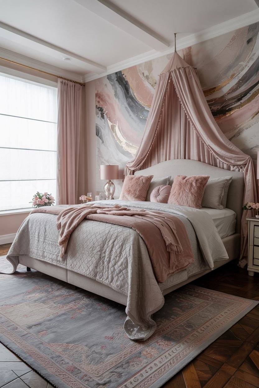 27 Delicate Pink and Grey Bedroom Inspirations for Gentle Decor