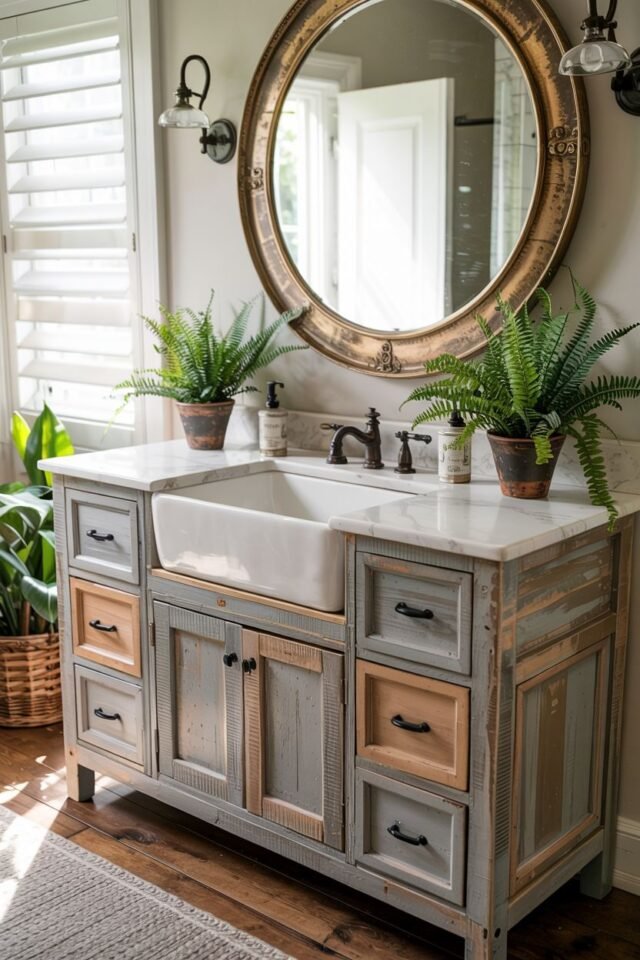32 Rustic Bathroom Vanity Designs with Natural Charm
