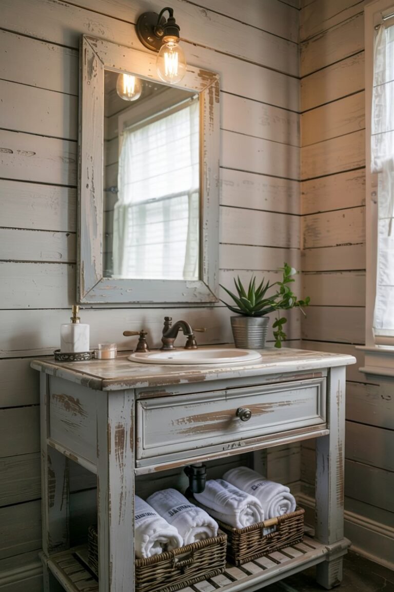 32 Rustic Bathroom Vanity Designs with Natural Charm