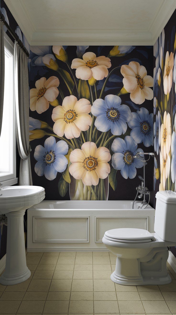 47 Beautiful Artistic Bathroom Wallpaper Ideas for Creative Flair
