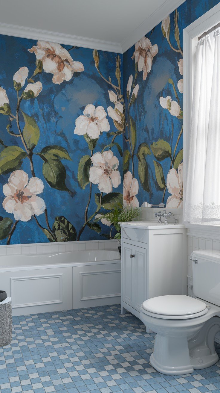 47 Beautiful Artistic Bathroom Wallpaper Ideas for Creative Flair