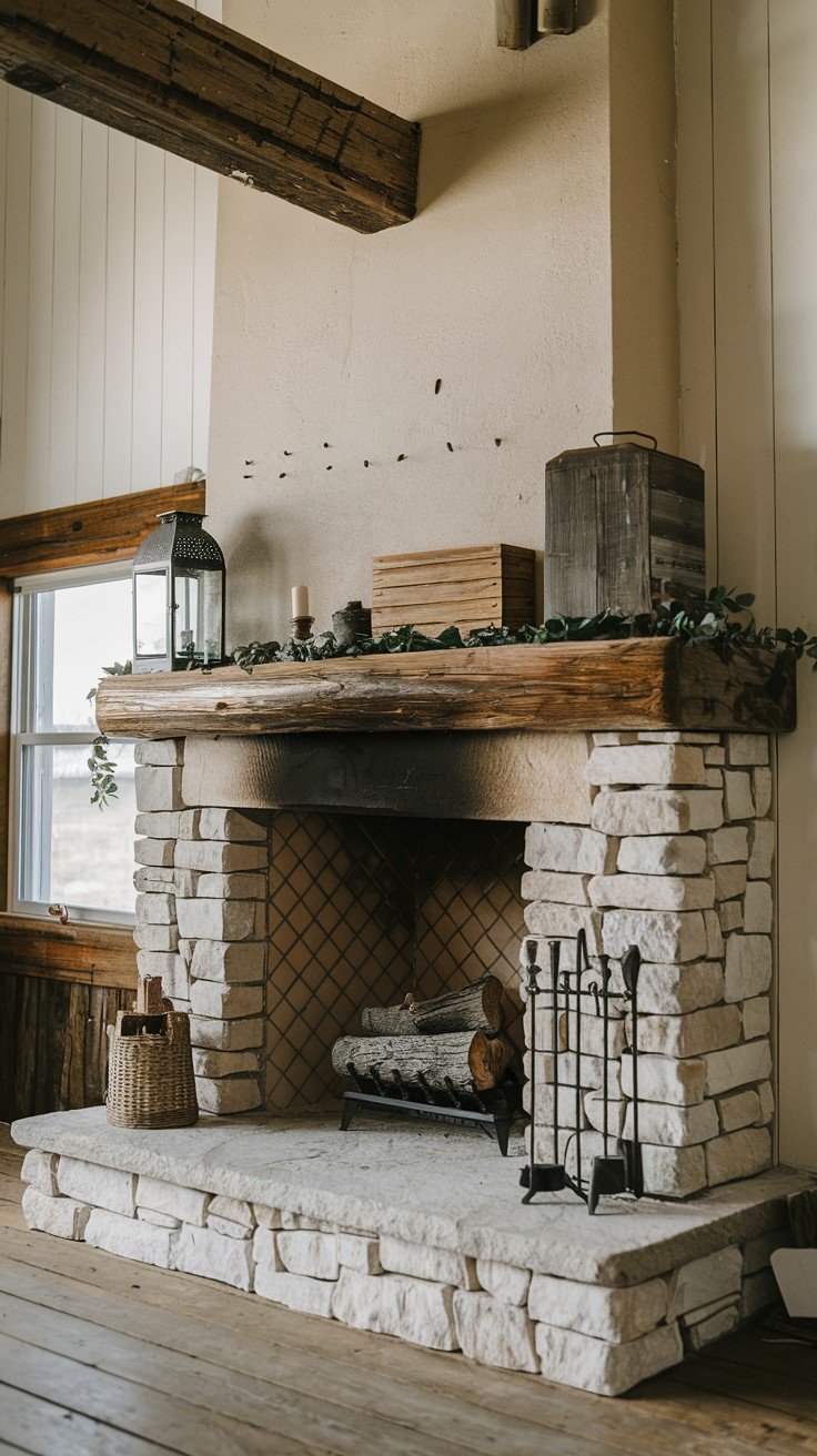 24 Rustic Farmhouse Fireplace Designs with Natural Charm